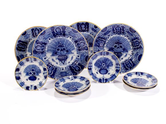 Bonhams : A group of ten Dutch Delft plates, 18th century