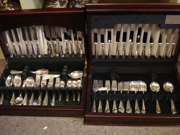 Bonhams : A modern part canteen of silver flatware by Butler, Sheffield