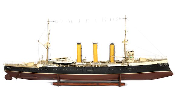 Bonhams : A pond model of the pre-Dreadnought Cruiser HMS Kent 1901.