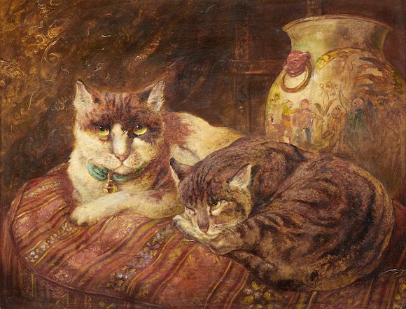 Bonhams : William Huggins (British, 1820-1884) Tortoiseshell cats