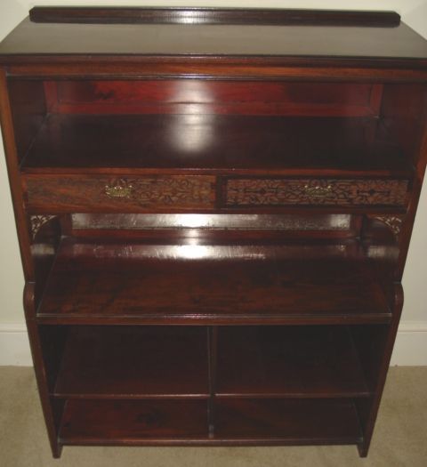 Bonhams : A set of Edwardian mahogany open bookshelves, fitted with two ...
