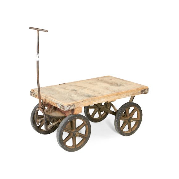 Bonhams : An Edwardian pine and cast-iron geological specimen trolley