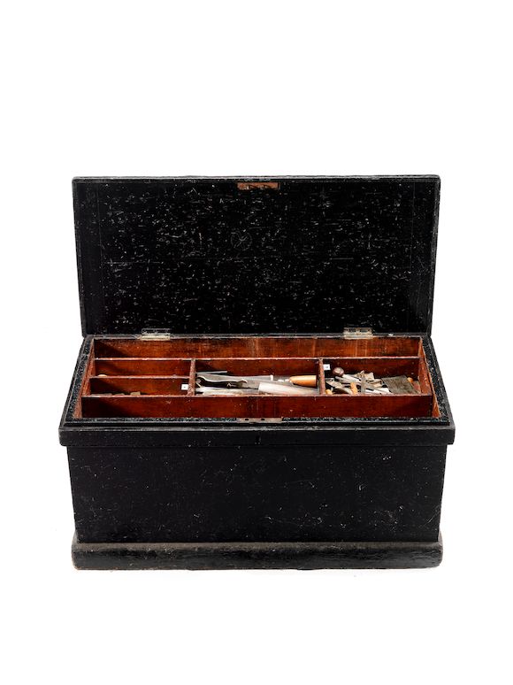 Bonhams : A Shipwright's Tool Chest and tools. 37x18x19ins. (94x46x49cm)