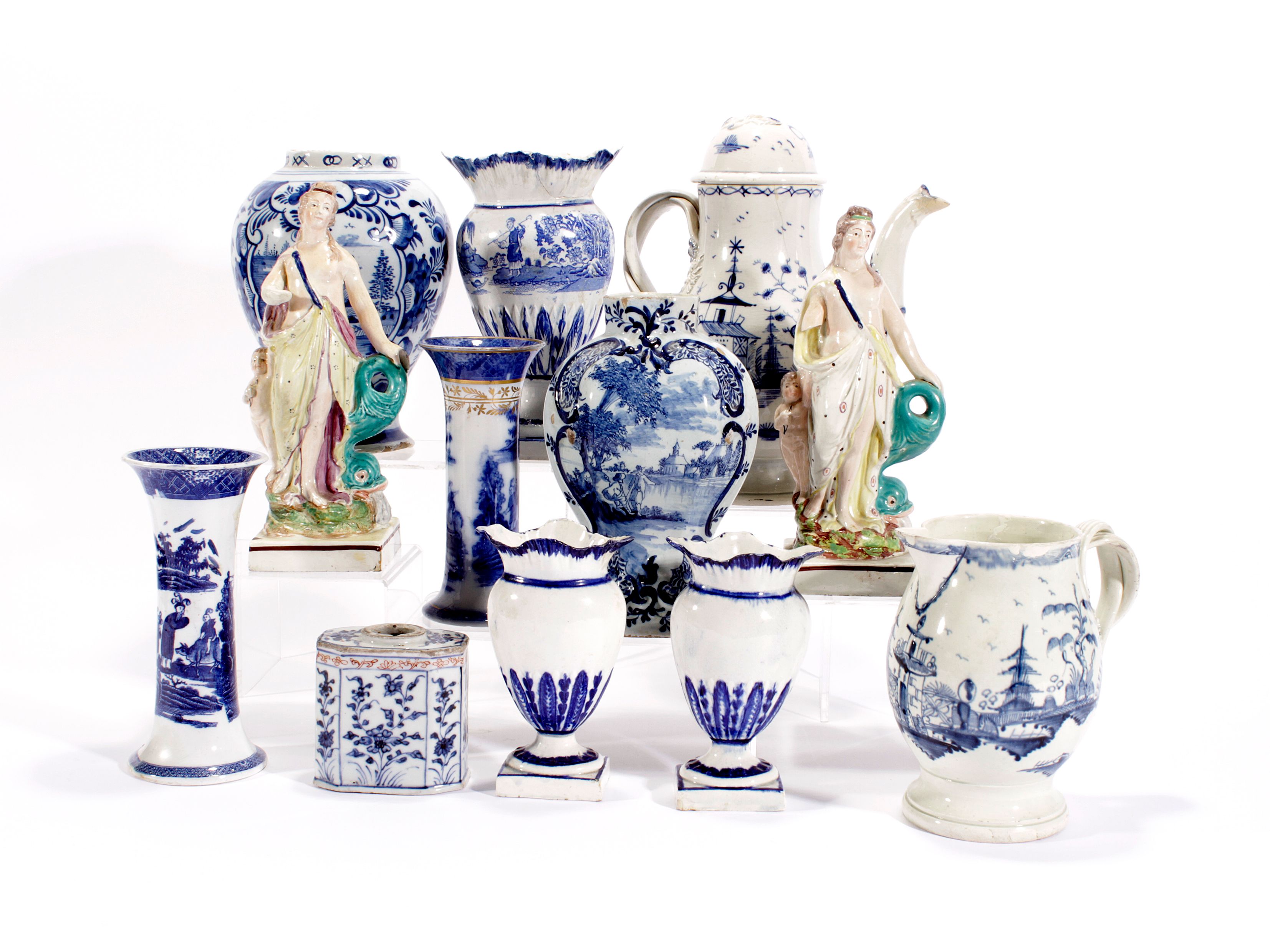 Bonhams : A group of British pottery, two Staffordshire figures, two ...