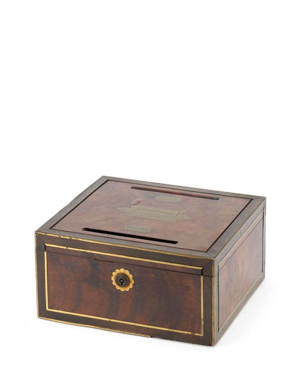Bonhams : A mid 19th century mahogany and brass letter box