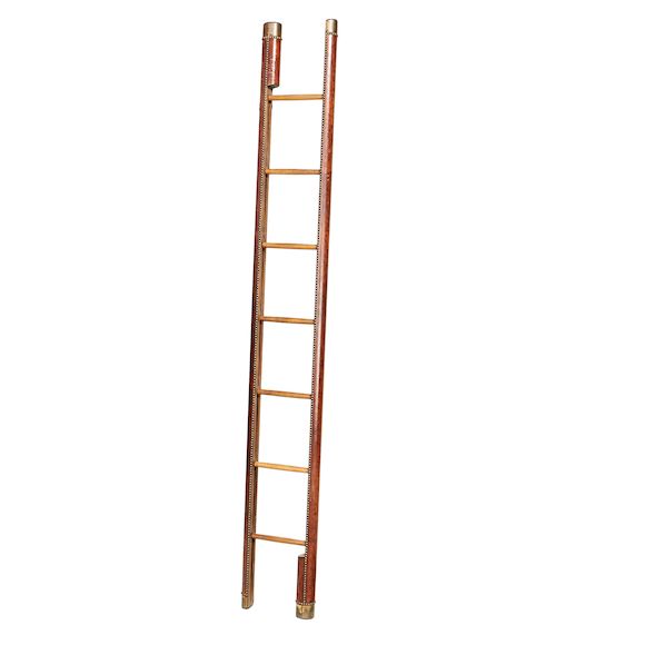 Bonhams : A leather and brass mounted library pole ladder