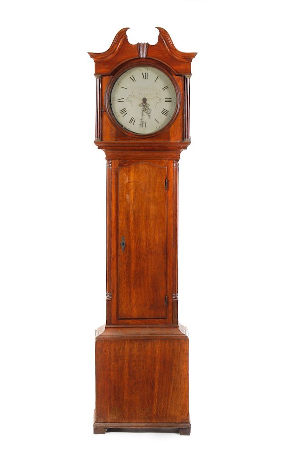 Bonhams : An early 19th century oak-cased thirty-hour painted round ...