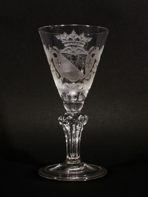 Bonhams A Dutch Engraved Baluster Armorial Goblet Circa 1750