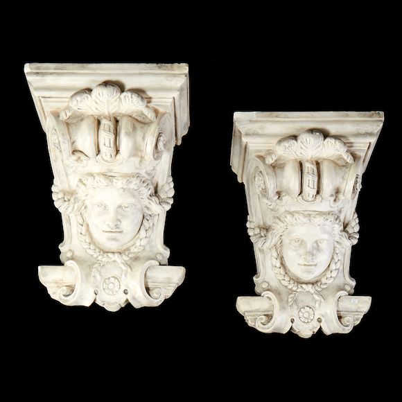 Bonhams : A pair of 18th century style plaster wall brackets