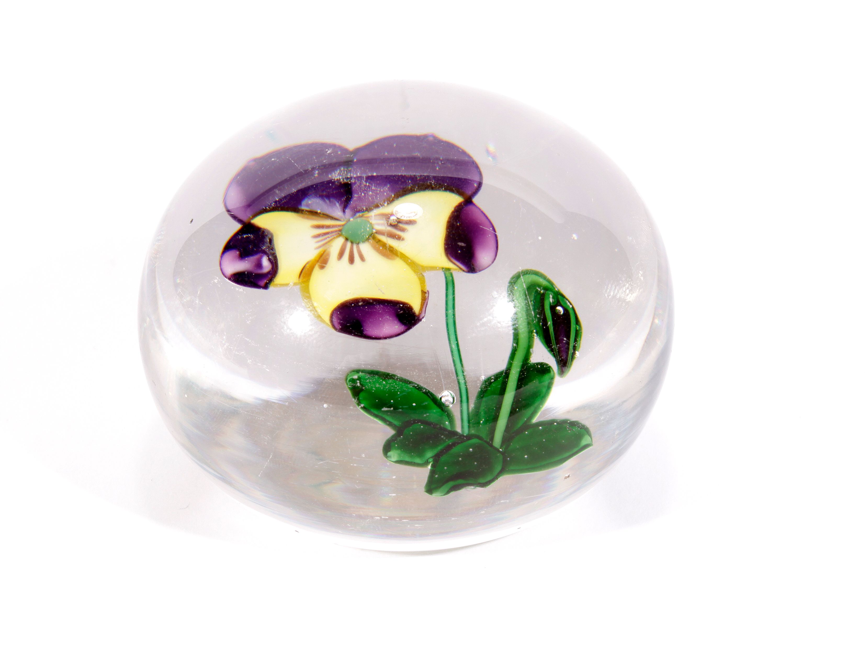 Bonhams : A Clichy purple pansy paperweight, circa 1850