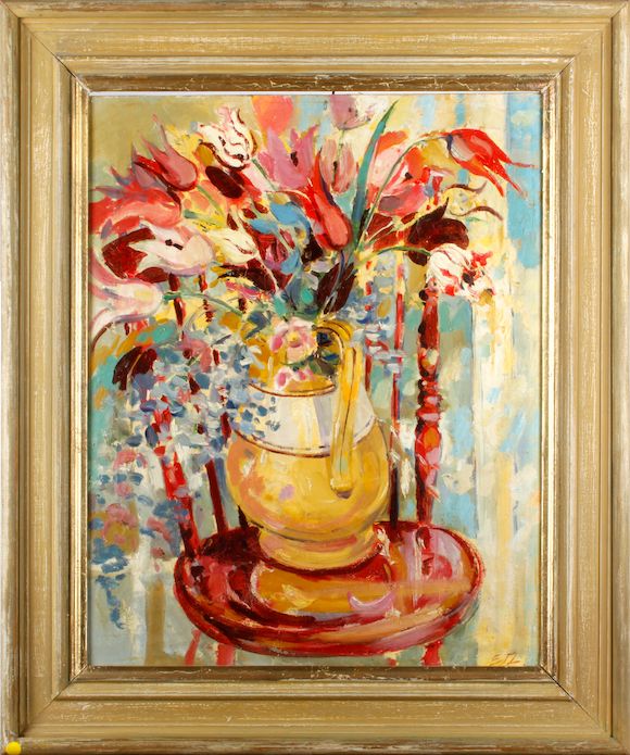 Bonhams : Elizabeth Jane Lloyd (English, 1928-1995) "Tulips on the Red ...