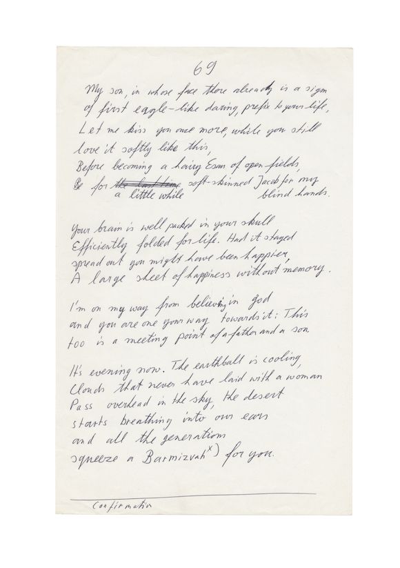 Bonhams : AMICHAI, YEHUDA (1924-2000, Israeli poet) AUTOGRAPH ...