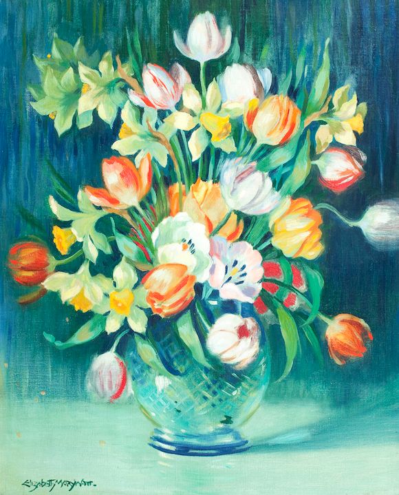 Bonhams : Elizabeth Mary Watt (British, 1886-1954) Still life with tulips