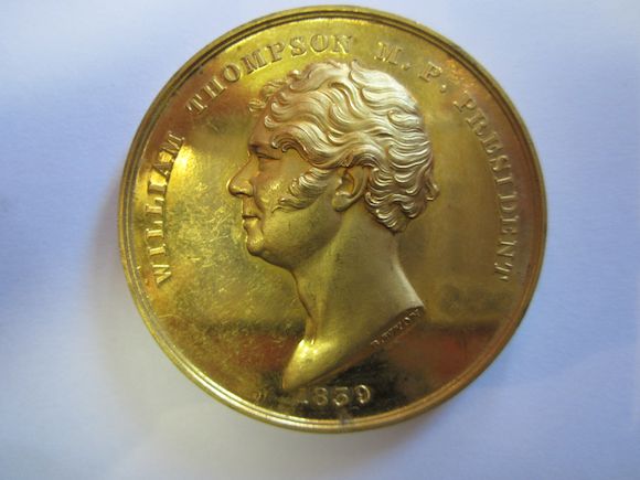 Bonhams : Christ's Hospital Mathematical Prize Medal, Gold medal by B.Wyon, 41mm diam., William ...
