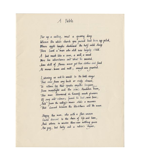 Bonhams : BLUNDEN, EDMUND (1896-1974) AUTOGRAPH REVISED MANUSCRIPTS, IN ...