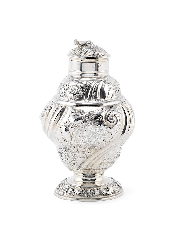 Bonhams : A George II silver tea caddy possibly by Fuller White & John ...