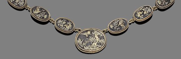 Bonhams : A copper and gold 'Shakudo' necklace