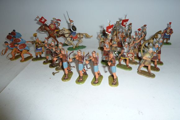 Bonhams : Elastolin plastic Romans with four horse Chariot 83