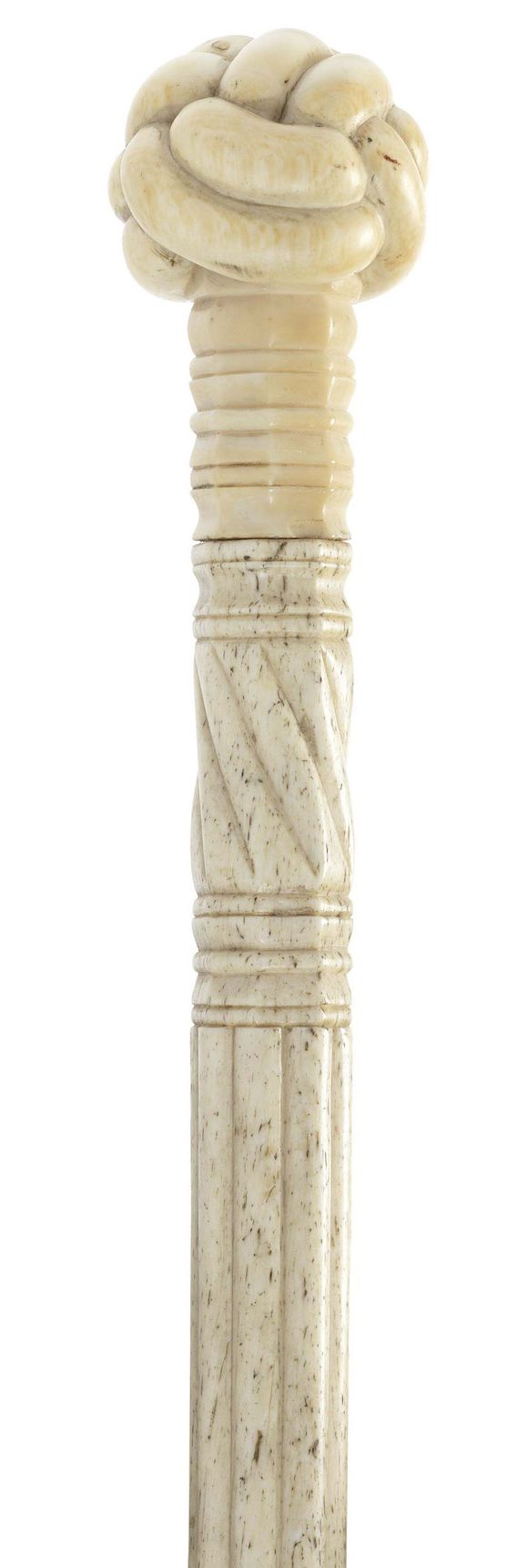 Bonhams : A 19th century whale bone and walrus ivory-mounted walking cane