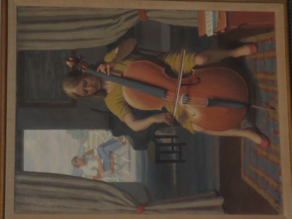 Bonhams : Fermin Rocker (American, 1907-2004) Girl Playing a Cello