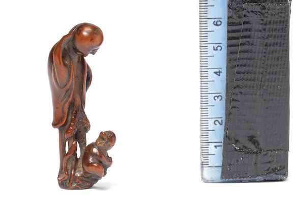 Bonhams : A netsuke of an octopus ghost and monkey Tsu, late 18th/early ...