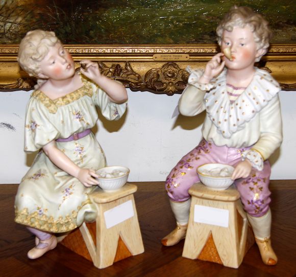 Bonhams : A pair of German continental bisque figures, 'Bubbles' and ...