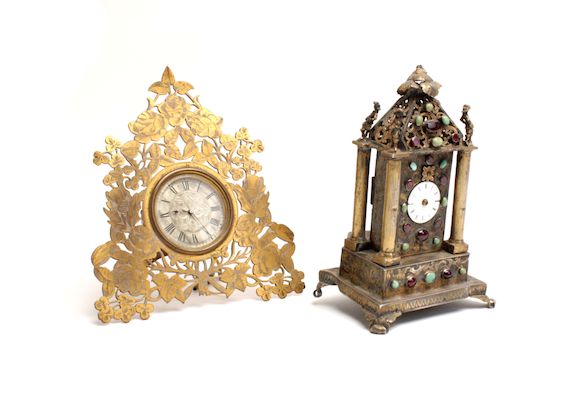 Bonhams : A late Victorian silver plated easel clock
