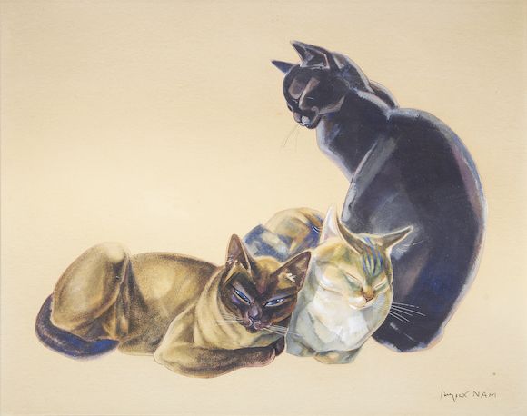 Bonhams Cars : Jacques Nam (1881-1974) 'Trois chats'