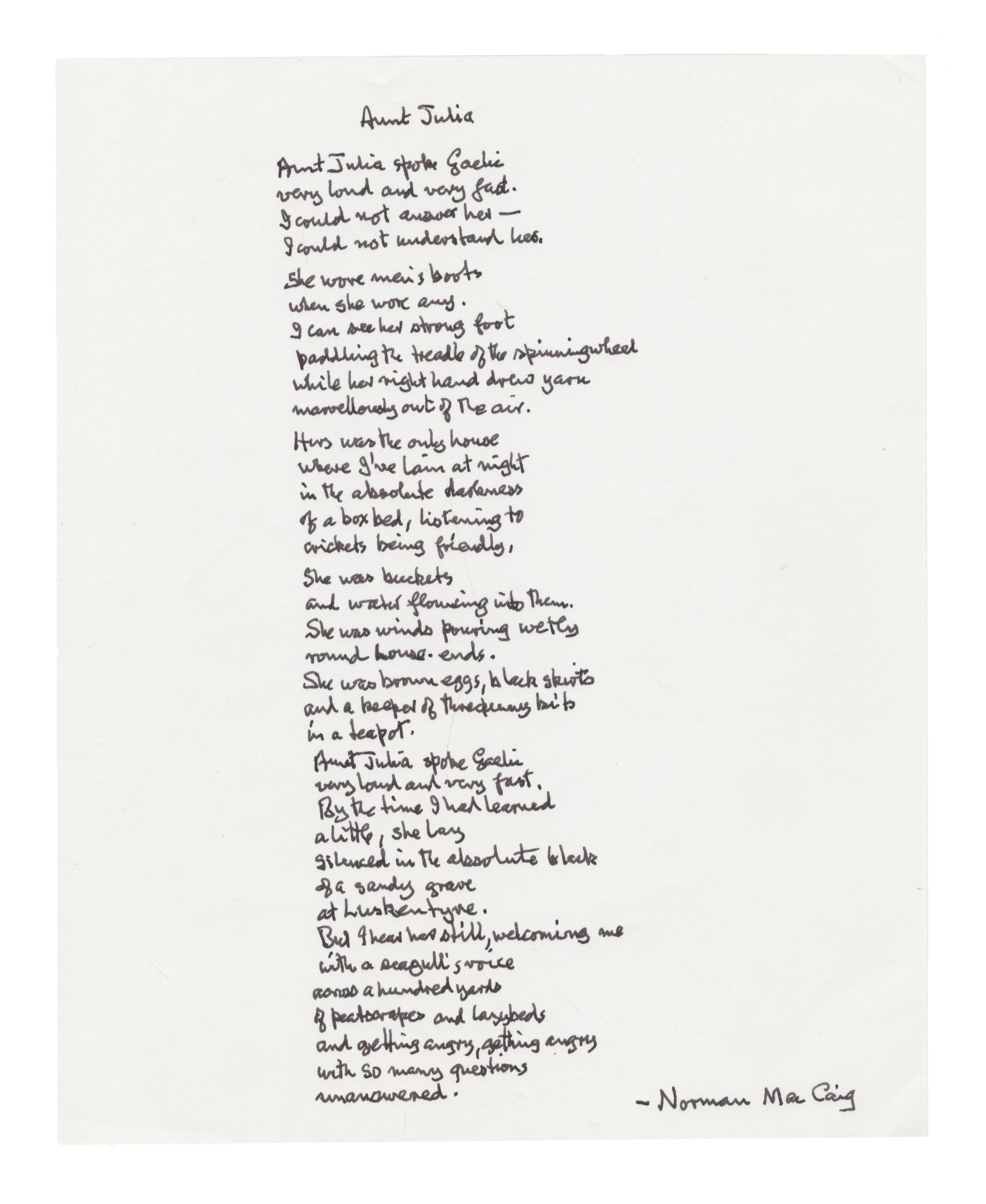 Bonhams : MACCAIG, NORMAN (1910-1996, Scottish Poet) AUTOGRAPH ...