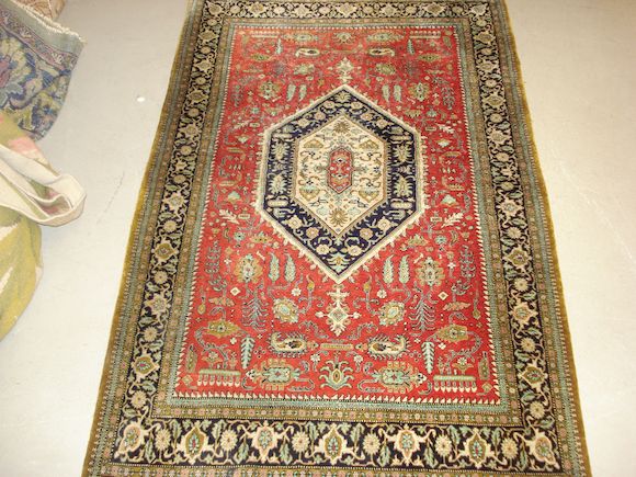 Bonhams : A silk Ghom rug, Central Persia, 162cm x 105cm