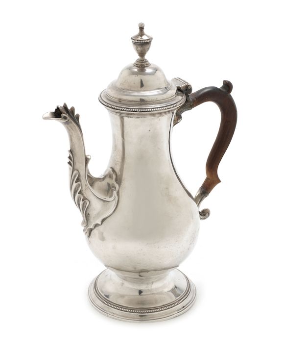 Bonhams : A George III silver coffee pot maker's mark overstruck by ...