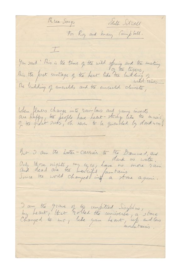 Bonhams : SITWELL, EDITH (1887-1964) THE DEDICATION AUTOGRAPH ...