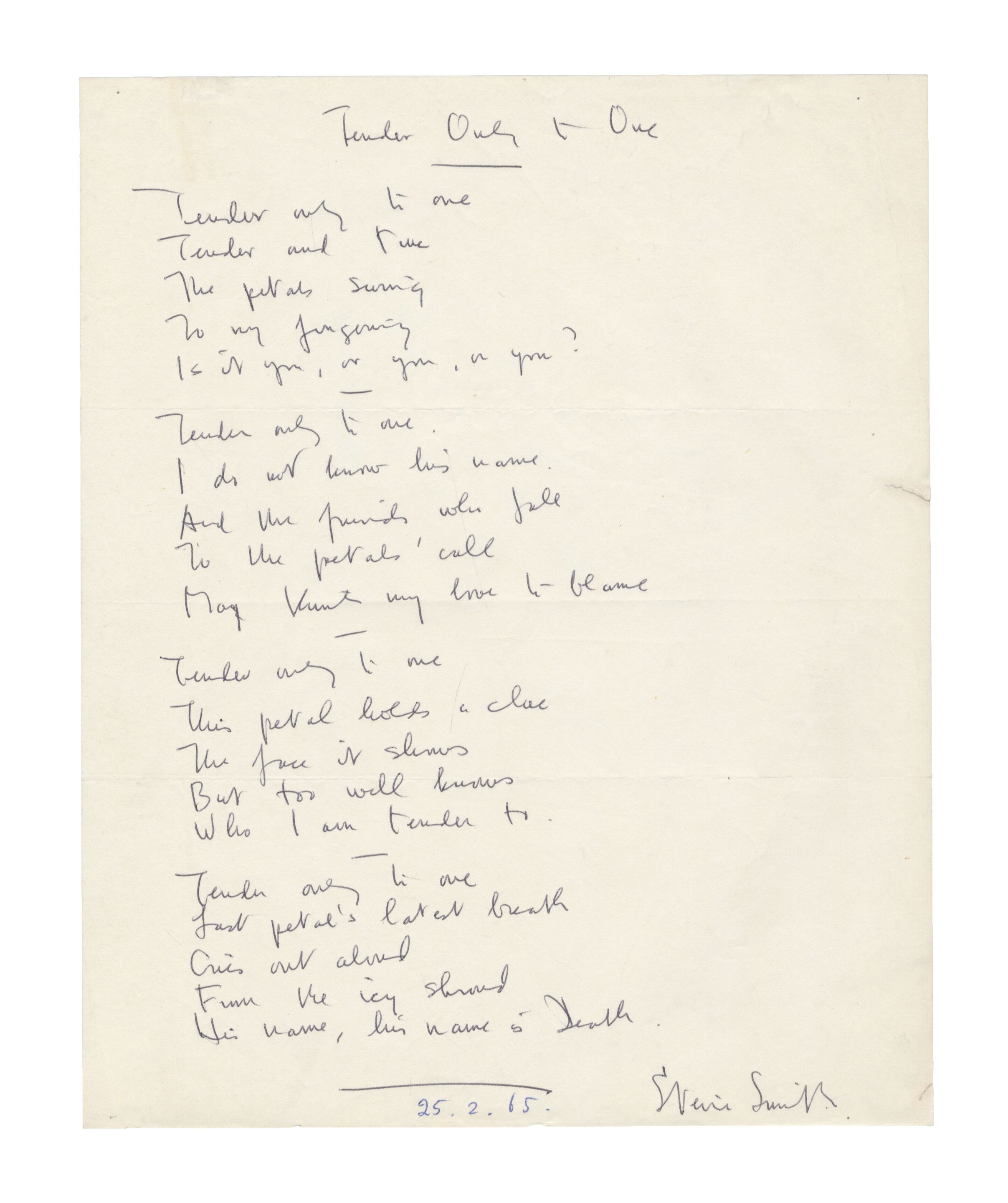 Bonhams : SMITH, STEVIE (1902-1971) AUTOGRAPH MANUSCRIPT OF HER WELL ...