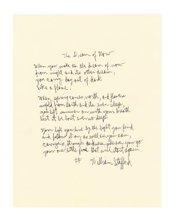 Bonhams : STAFFORD, WILLIAM (1914-1993, American poet) AUTOGRAPH ...