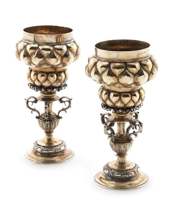 Bonhams : A 17th century style Continental silver-gilt double pineapple ...