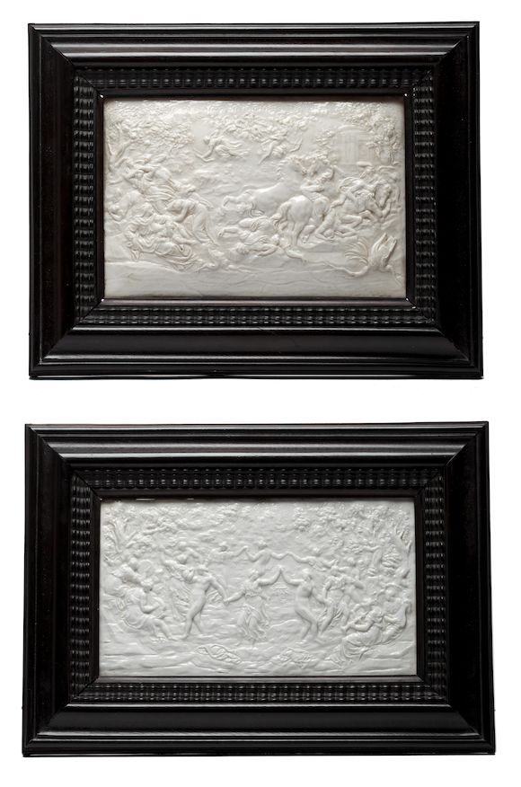Bonhams : Two framed Doccia plaques and a Doccia lobed tray, late 19th ...