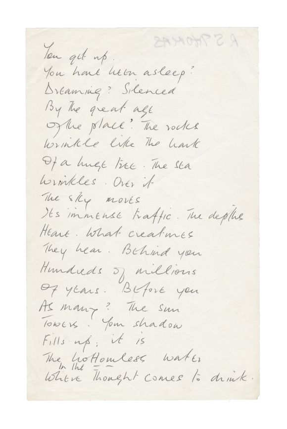 Bonhams : THOMAS, RONALD STUART (1913-2000, Welsh poet) AUTOGRAPH ...