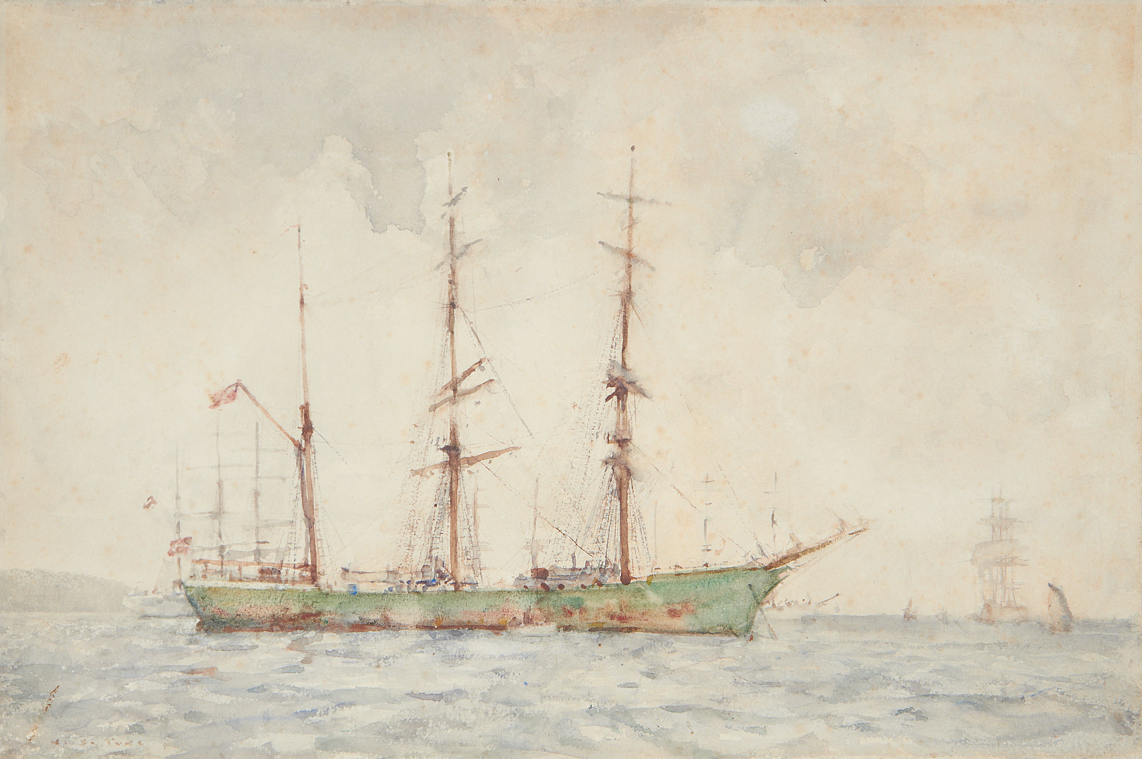 Bonhams : Henry Scott Tuke, RA, RWS (British, 1858-1929) A green barque