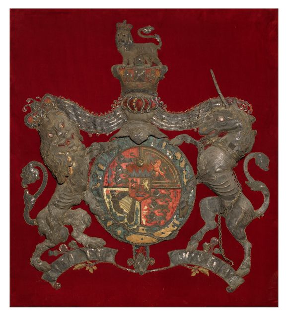 Bonhams : A late George III raised and padded embroidered Royal Coat of ...