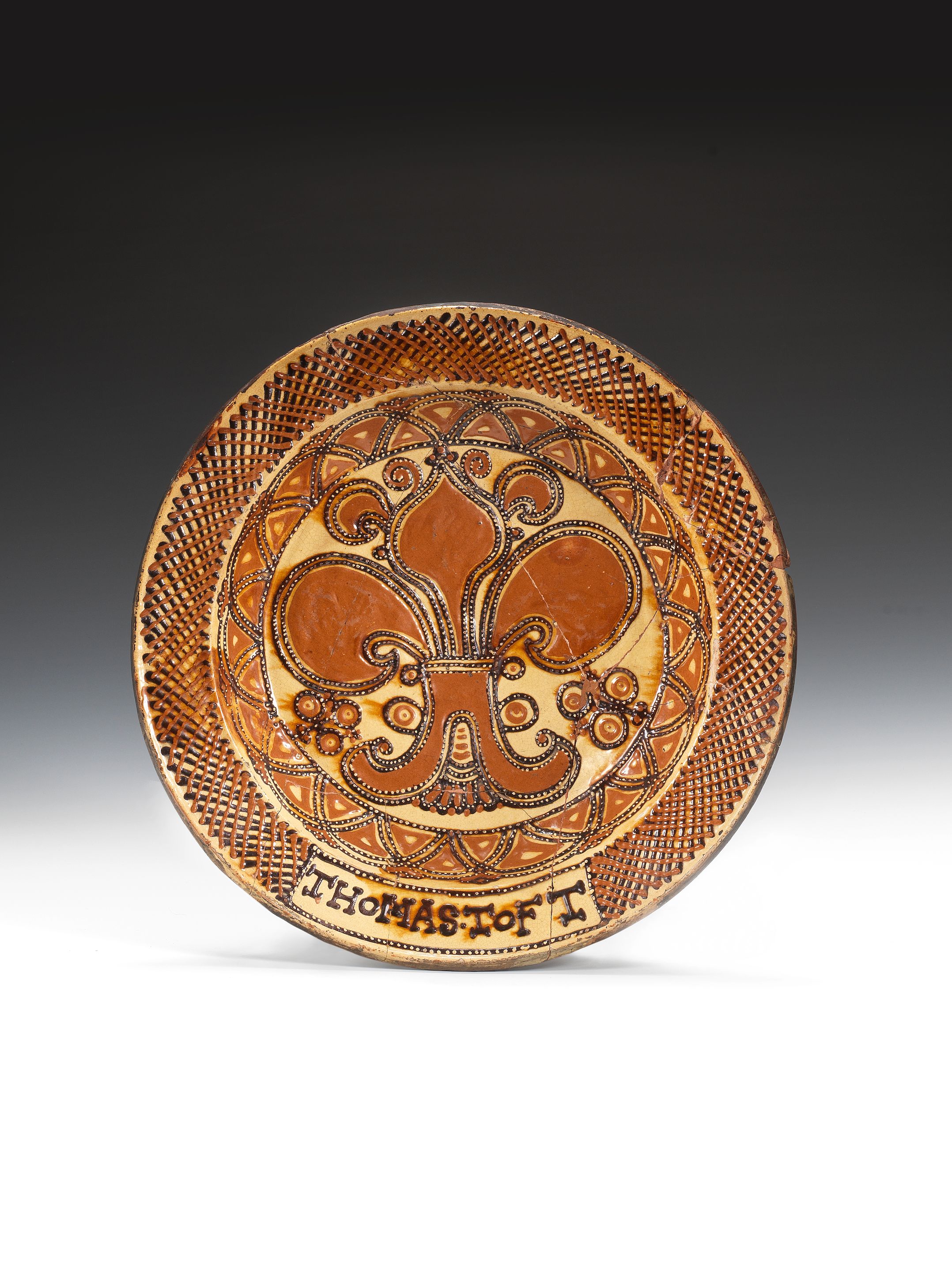 Bonhams : A Staffordshire slipware dish by Thomas Toft, circa 1670-85