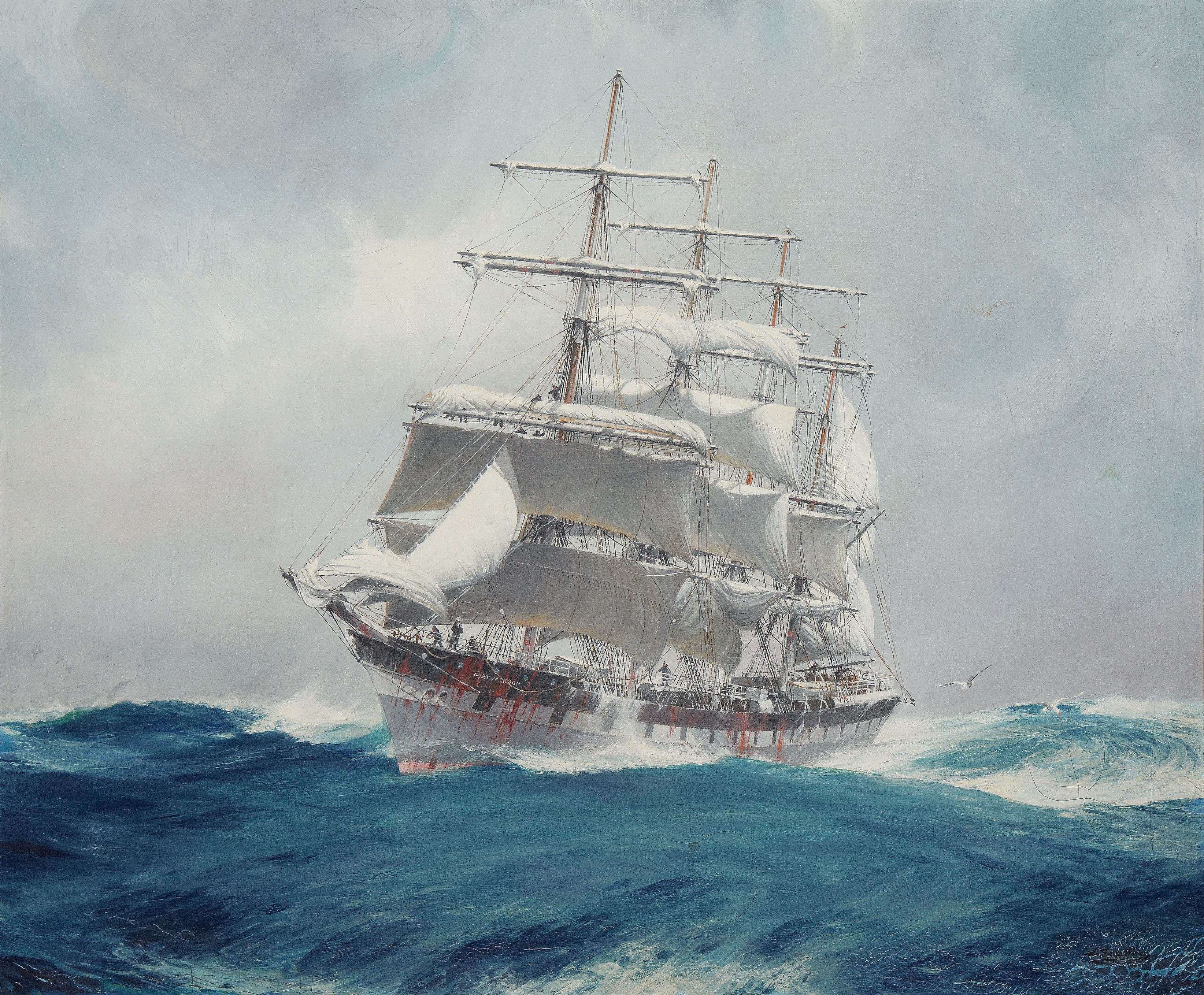 Bonhams : Jack Spurling (British, 1871-1933) The four-masted wool ...