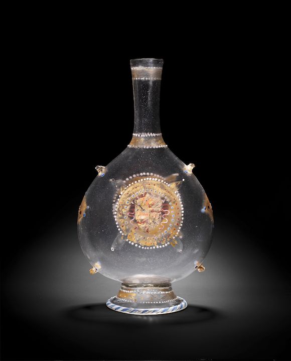 Bonhams : An early Venetian enamelled and gilt armorial pilgrim flask ...