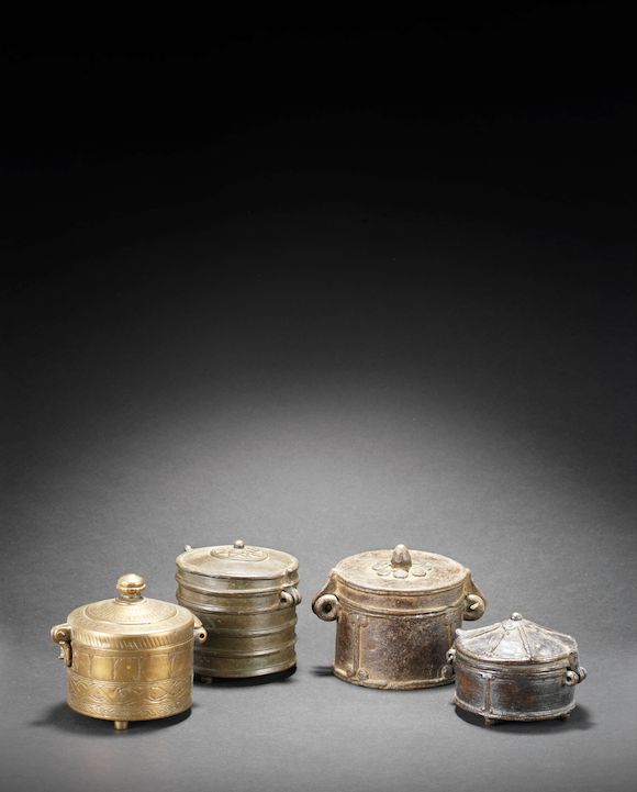 Bonhams : A group of four brass lidded Containers India, 18th - 19th ...