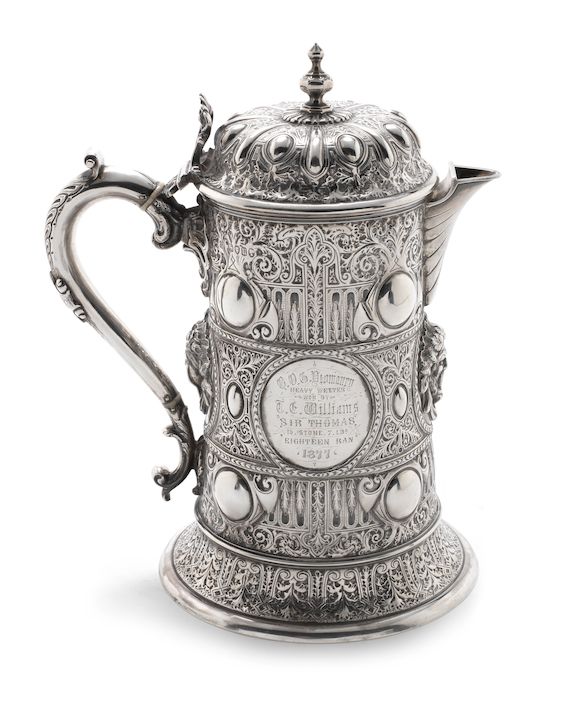 Bonhams : A Victorian silver presentation flagon by Martin Hall & Co ...