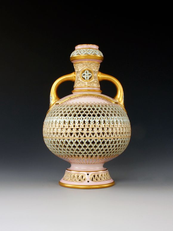 Bonhams : A fine Royal Worcester reticulated vase by George Owen, dated ...