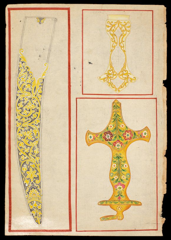 Bonhams : A group of designs for sword and dagger hilts and other ...