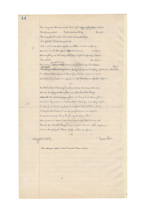 Bonhams : FIELD, EUGENE (1850-1895, American poet) REVISED 'ORIGINAL ...
