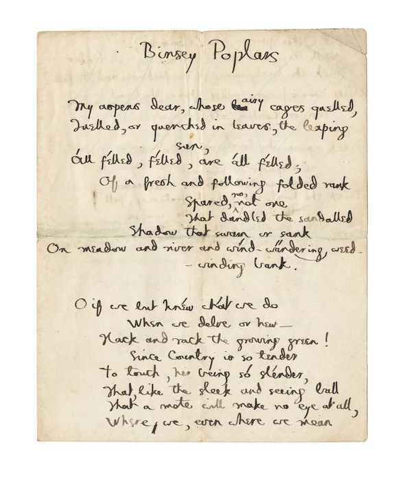 Bonhams : HOPKINS, GERARD MANLEY (1844-1889) AUTOGRAPH DRAFTS AND ...
