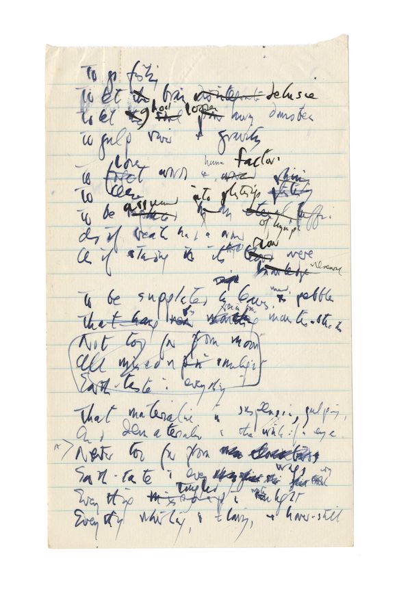 Bonhams : HUGHES, TED (1930-1998) DRAFT OF HIS FINE POEM 'GO FISHING ...