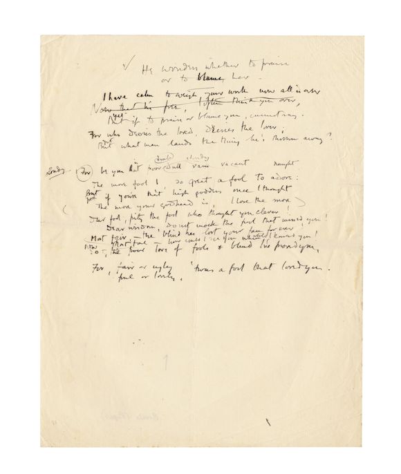 Bonhams : BROOKE, RUPERT (1887-1915), AUTOGRAPH DRAFT OF HIS POEM 'HE ...